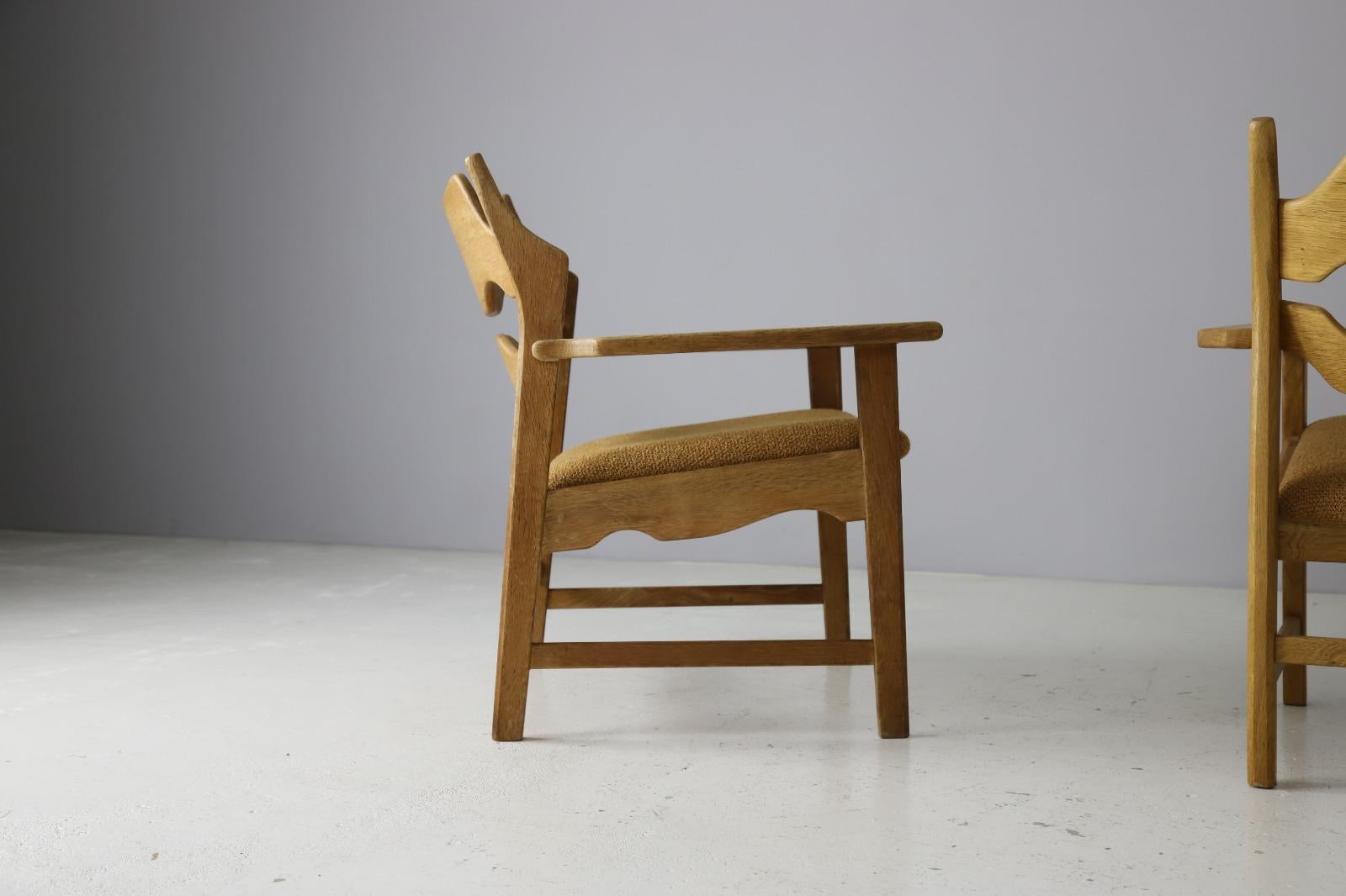 Pair of Henry Kjaernulf 'razor blade' chairs in patinated oak, Denmark ...