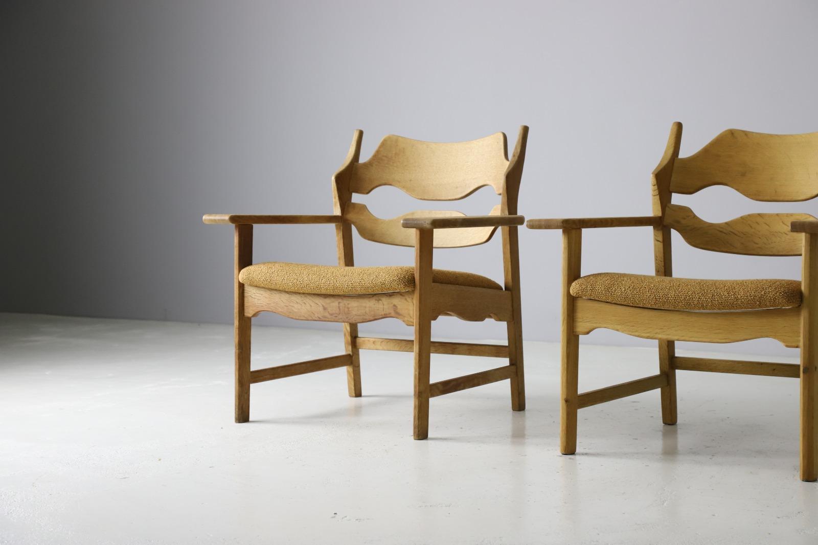 Pair of Henry Kjaernulf 'razor blade' chairs in patinated oak, Denmark ...