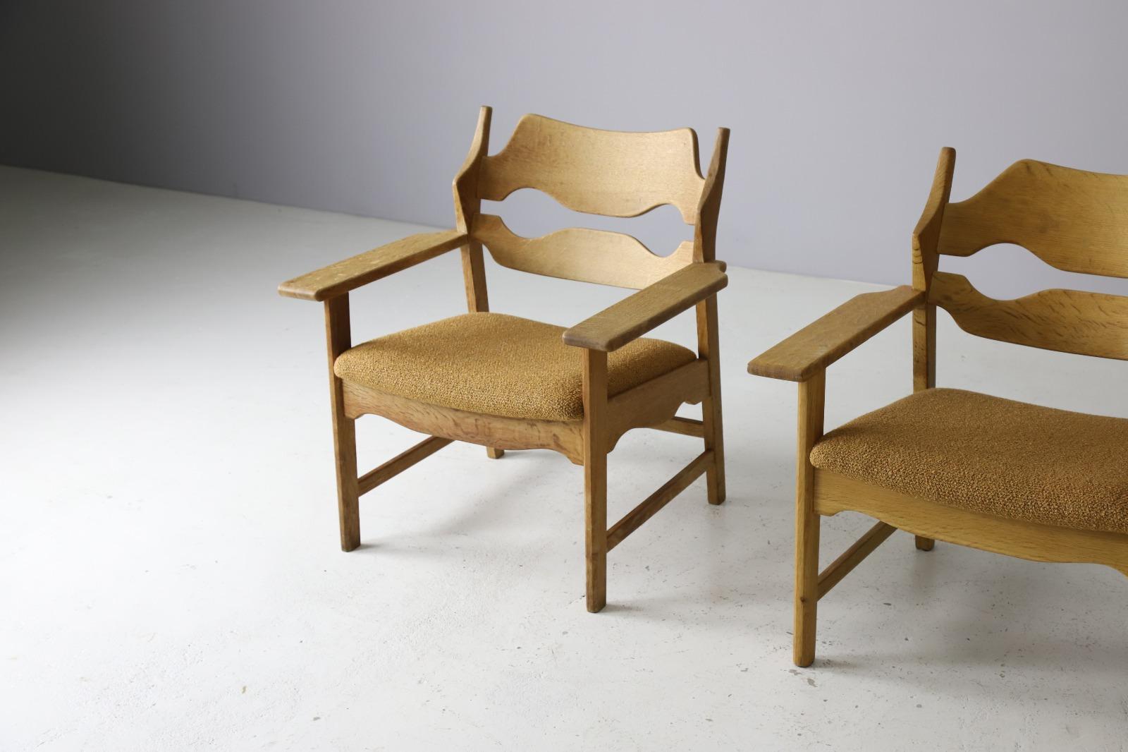Pair of Henry Kjaernulf 'razor blade' chairs in patinated oak, Denmark ...