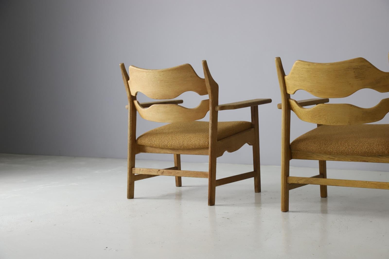 Pair of Henry Kjaernulf 'razor blade' chairs in patinated oak, Denmark ...