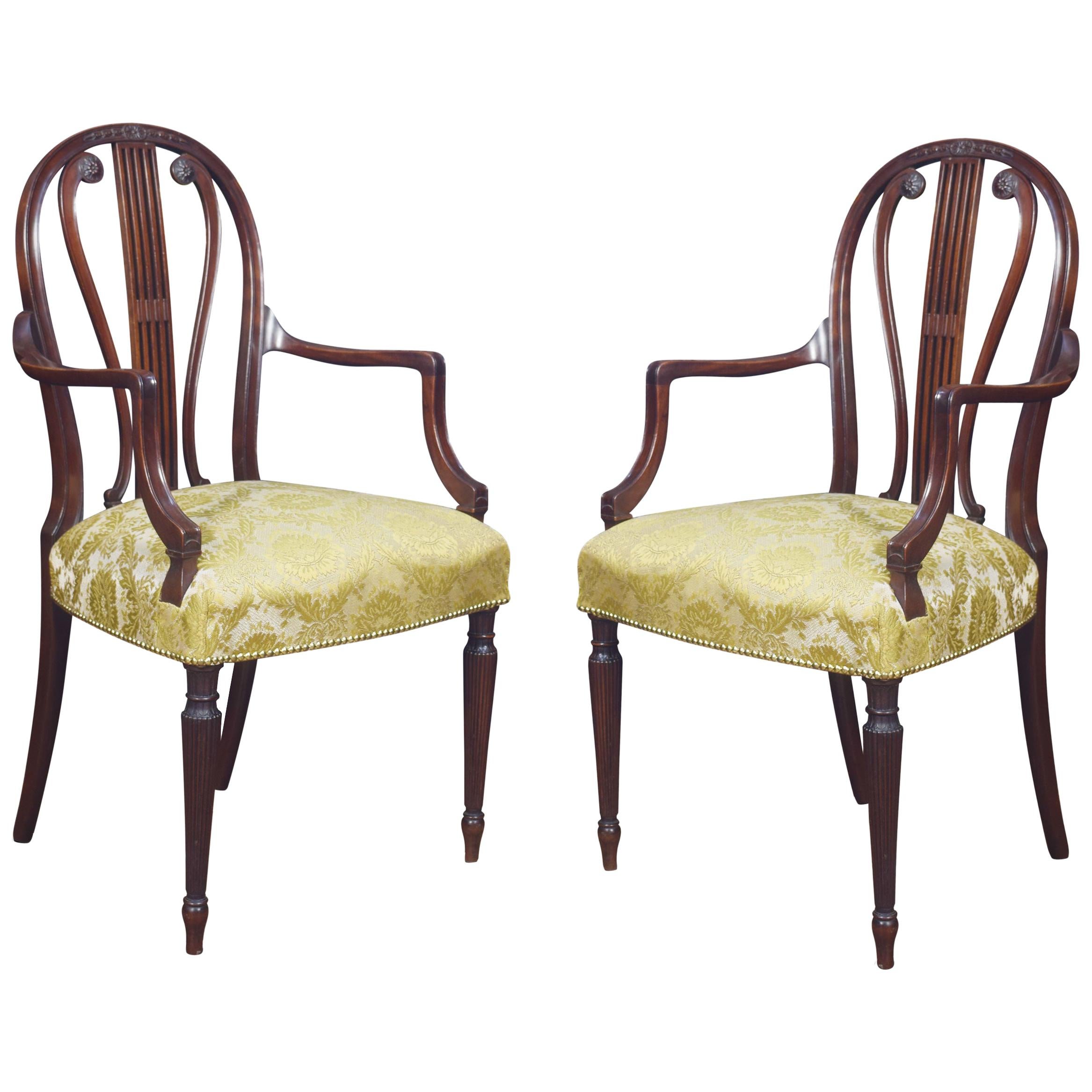 Pair of Hepplewhite Mahogany Armchairs For Sale at 1stDibs