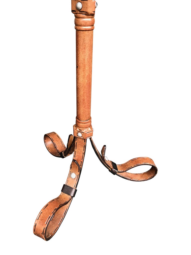 Pair of Hermes Style Faux Leather Strap Side Tables at 1stDibs