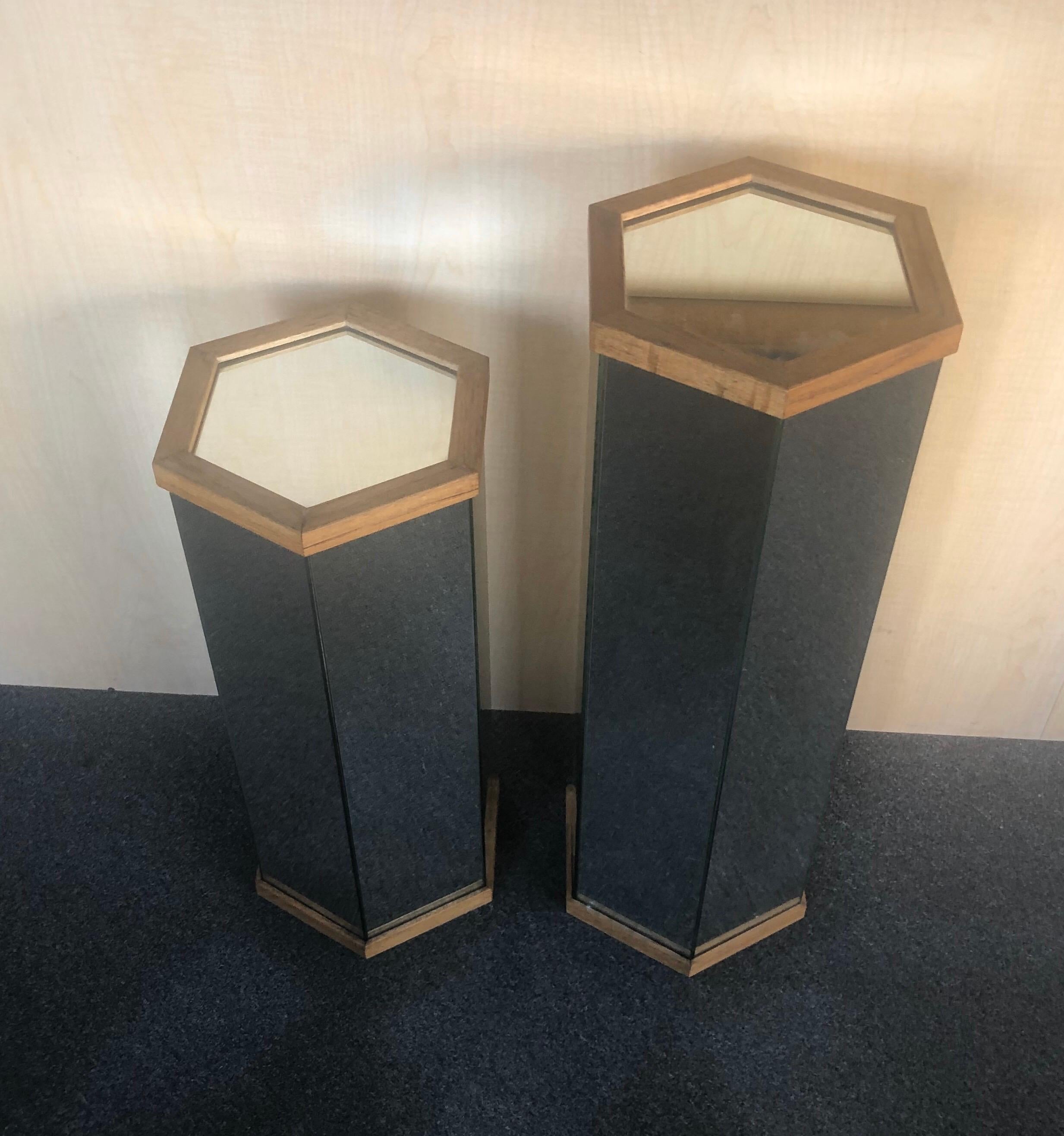 Pair of Hexagonal Mirrored Pedestals / Plant Stands at 1stDibs ...