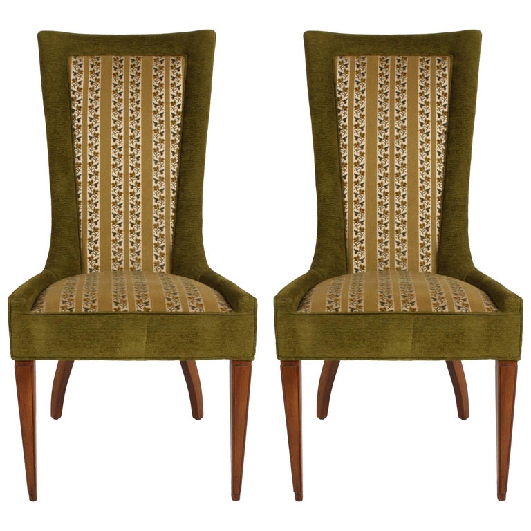 Pair of High Back Hollywood Regency MCM Dining Chairs at 1stDibs