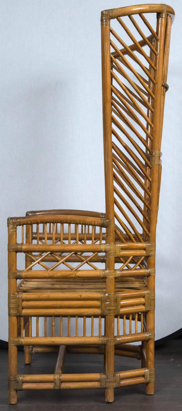 Pair of High Back Rattan Armchairs at 1stDibs