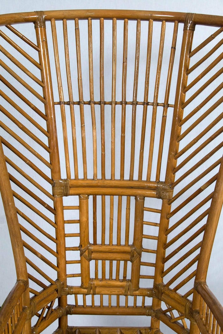 Pair of High Back Rattan Armchairs at 1stDibs