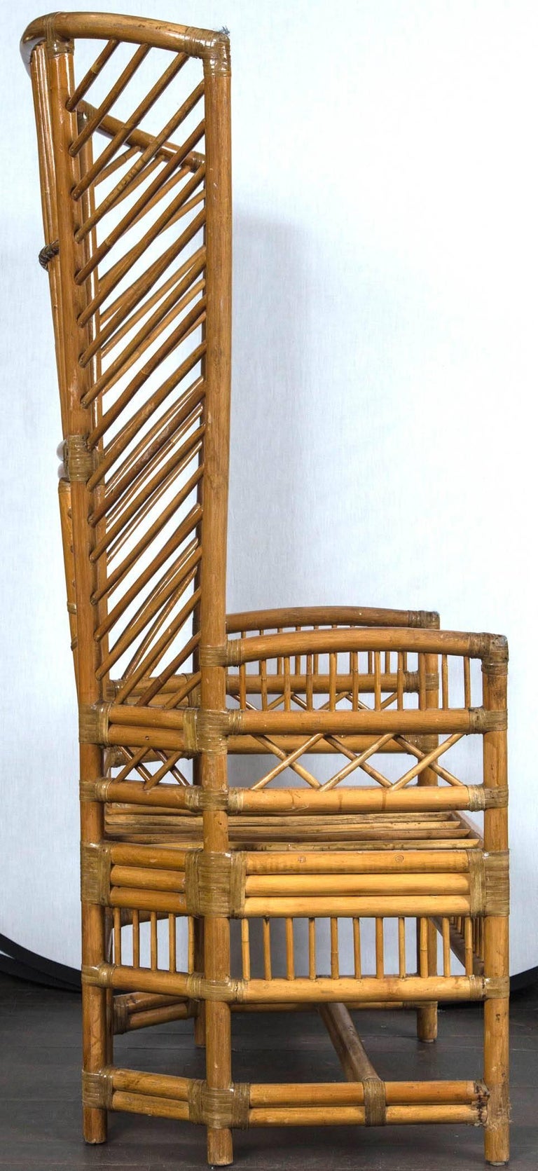 Pair of High Back Rattan Armchairs at 1stDibs