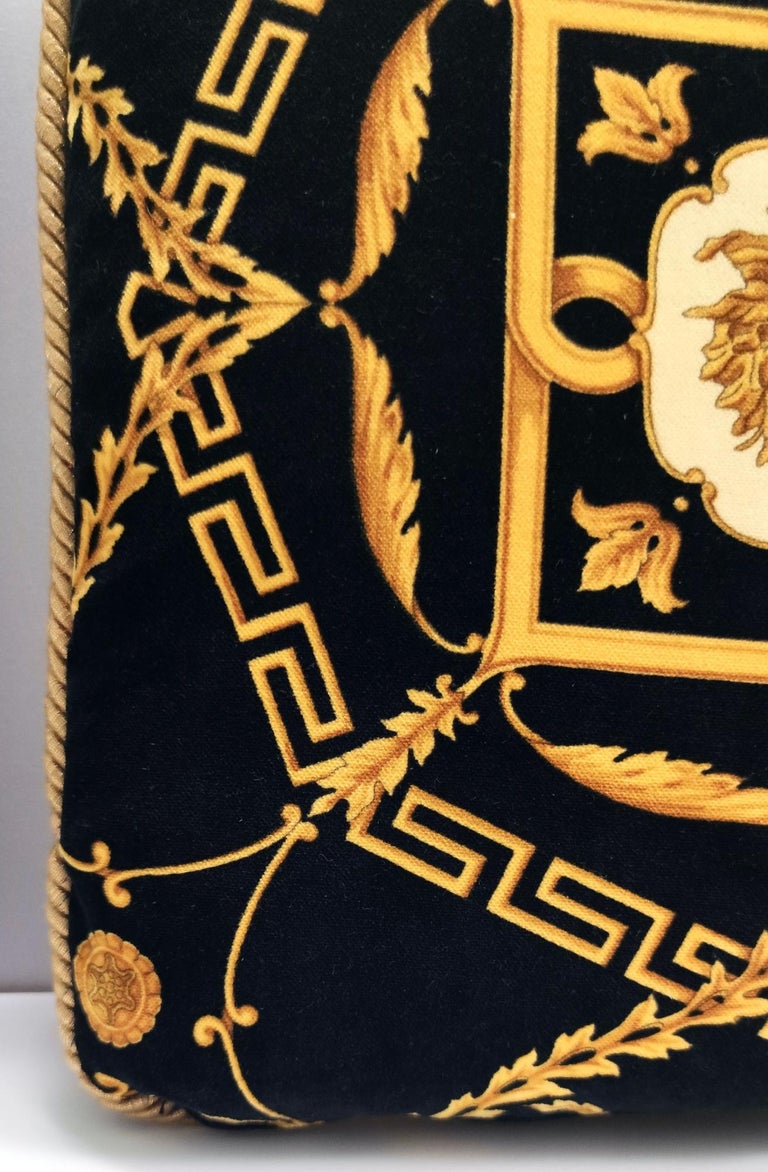 Pair of High-Quality Black Throw Pillows by Gianni Versace, Italy 1980s ...