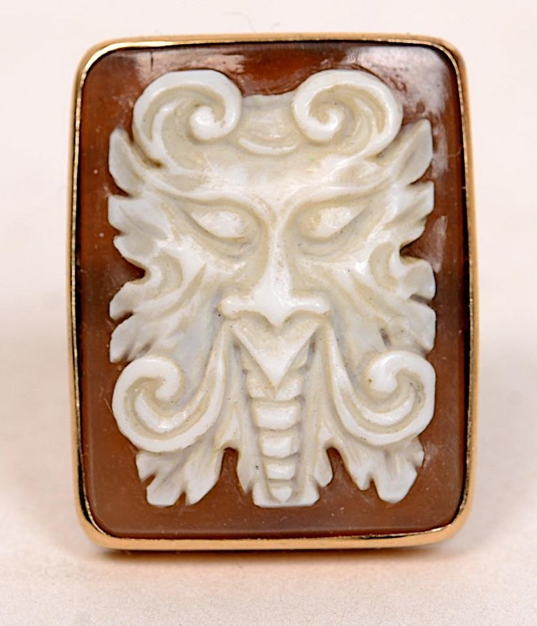 Pair of High Relief Carved Sardonyx Shell Cameo Cufflinks of a Devil ...