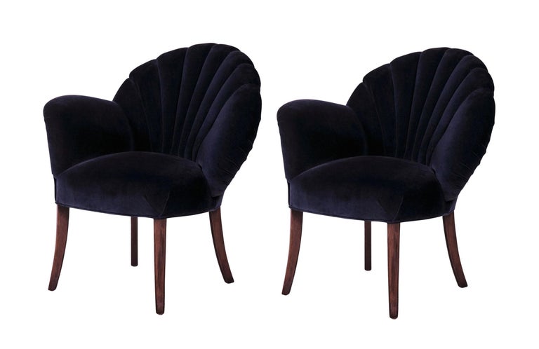 Pair of High Style Art Deco Fan Backed Side Chairs For Sale at 1stDibs