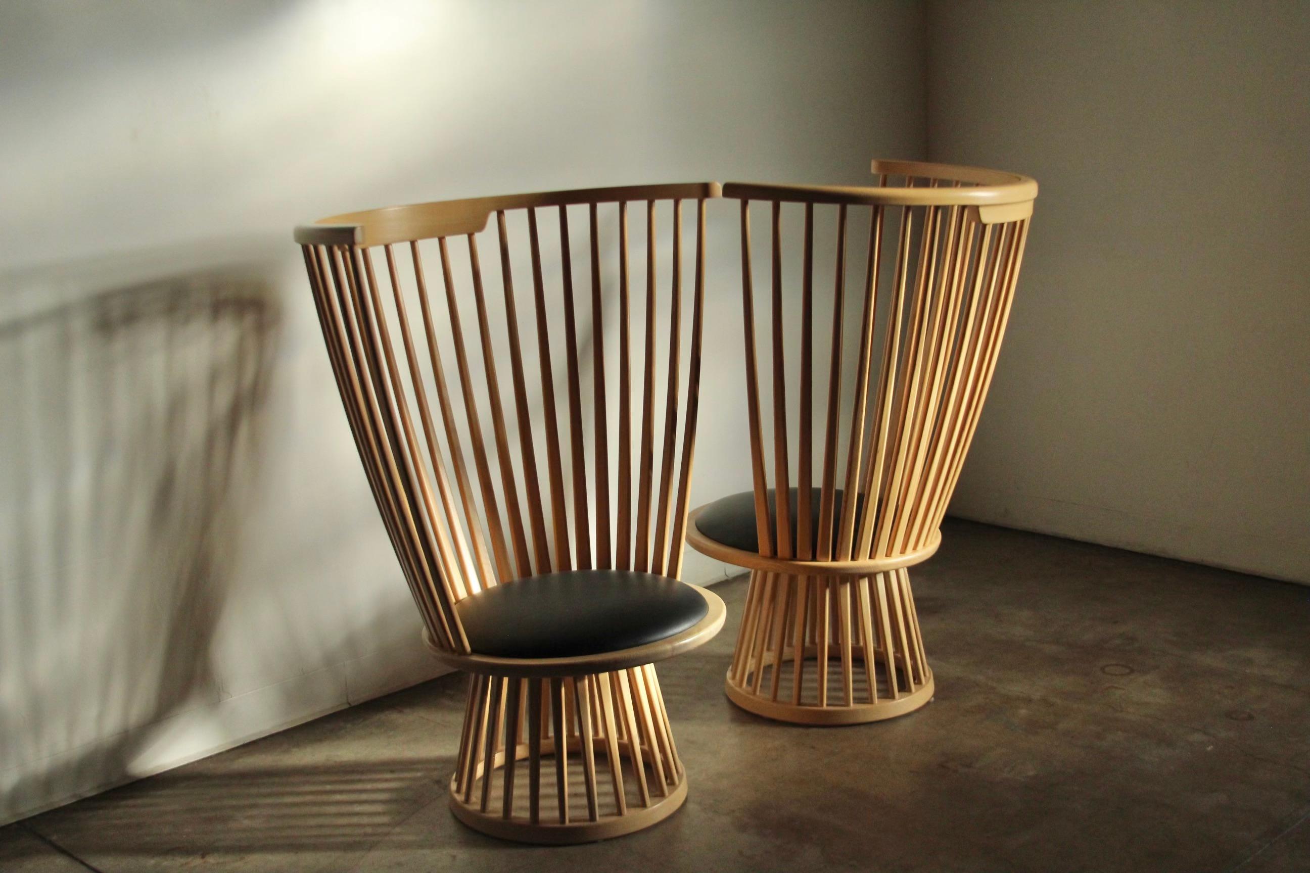 Pair of Highback "Fan" Chairs by Tom Dixon, 2020s For Sale at 1stDibs