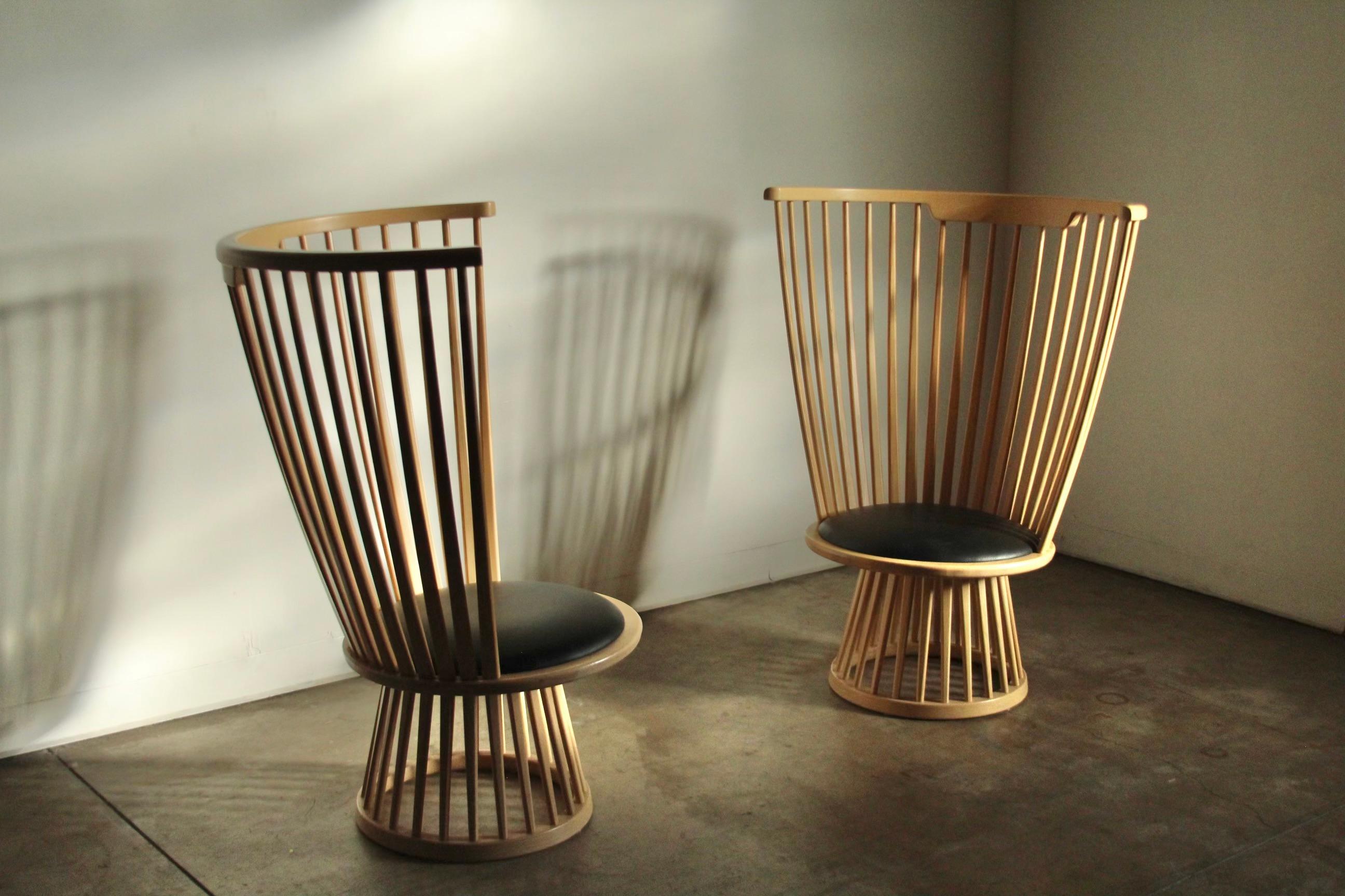 Pair of Highback "Fan" Chairs by Tom Dixon, 2020s For Sale at 1stDibs