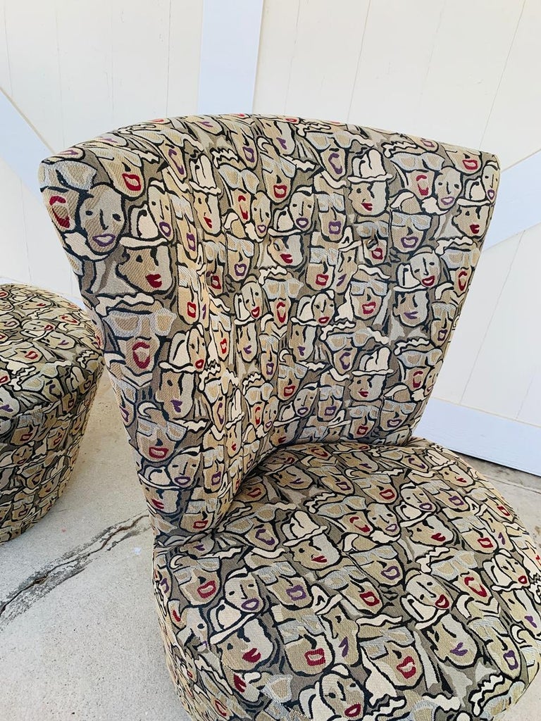 Pair of Highback Swivel Chairs by Carter Furniture at 1stDibs