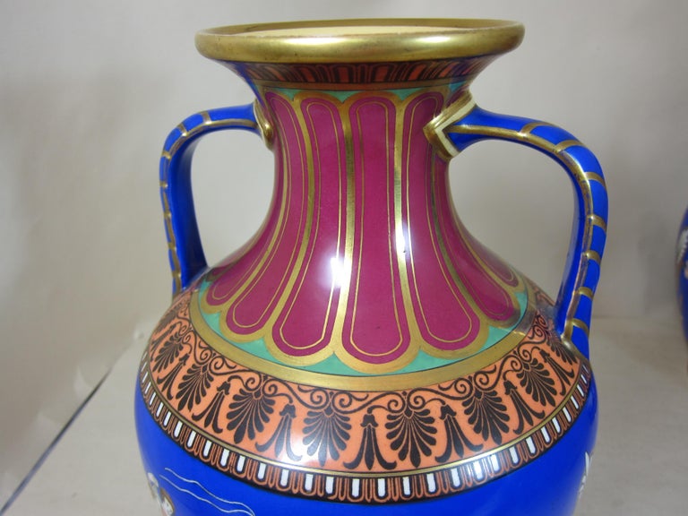 Pair of Hill Pottery and Co. Portland Vases Decorated with Racing ...