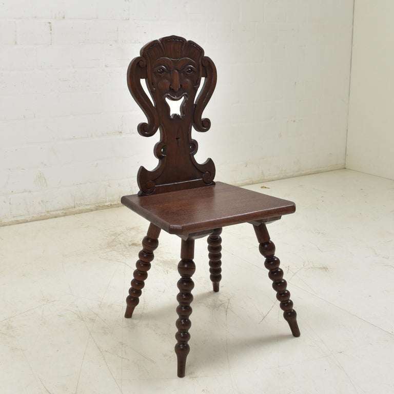 Pair of Historicism Grimacing Chairs / Board Chair in Solid Oak, 1880 ...