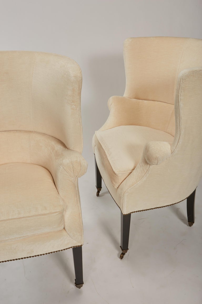 Pair of Victoria Hagan "Emma" Small Wingback Chairs in Hunt Off-White ...