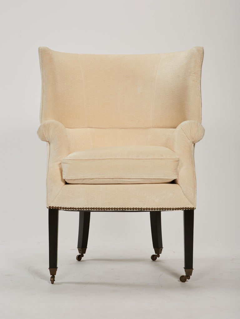 Pair of Victoria Hagan "Emma" Small Wingback Chairs in Hunt Off-White ...