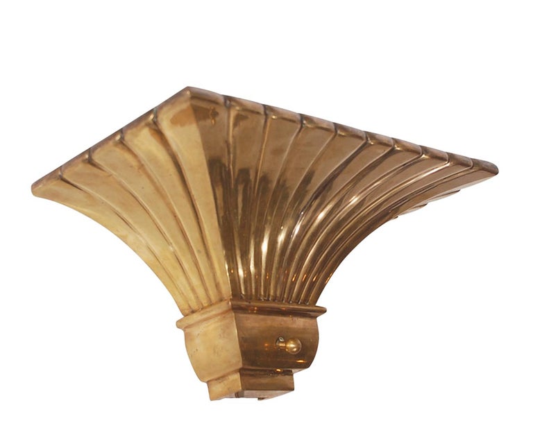 Pair of Hollywood Regency Art Deco Solid Brass Wall Sconces in a Shell ...