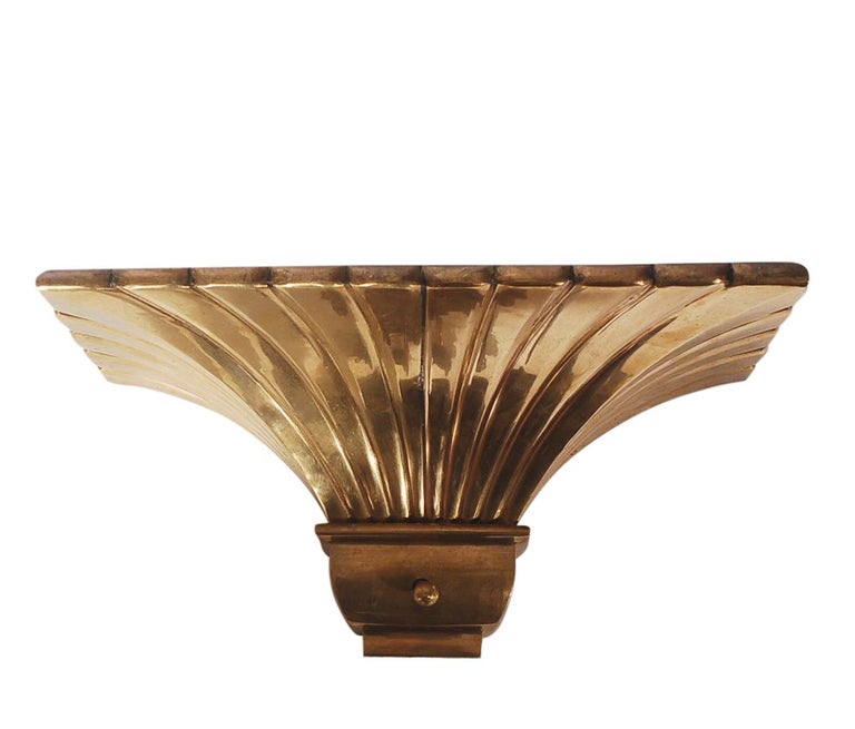 Pair of Hollywood Regency Art Deco Solid Brass Wall Sconces in a Shell ...