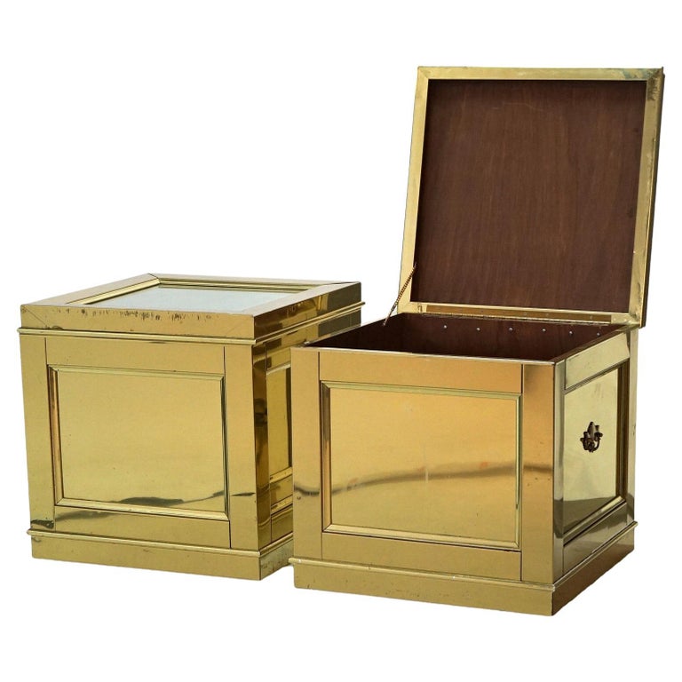 Pair of Hollywood Regency Brass Covered Storage Trunks by Trunk Lines ...