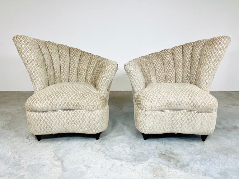 Pair of Hollywood Regency Curved Shell Channel Backlounge Chairs For ...