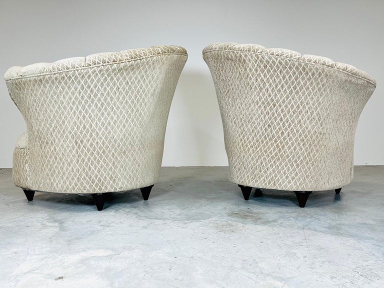 Pair of Hollywood Regency Curved Shell Channel Backlounge Chairs For ...