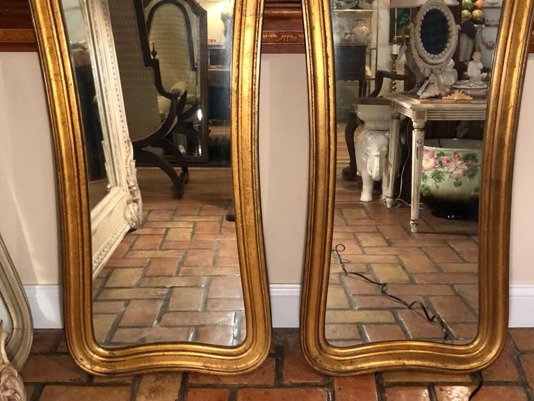 Pair of Hollywood Regency Gilt Mirrors at 1stDibs