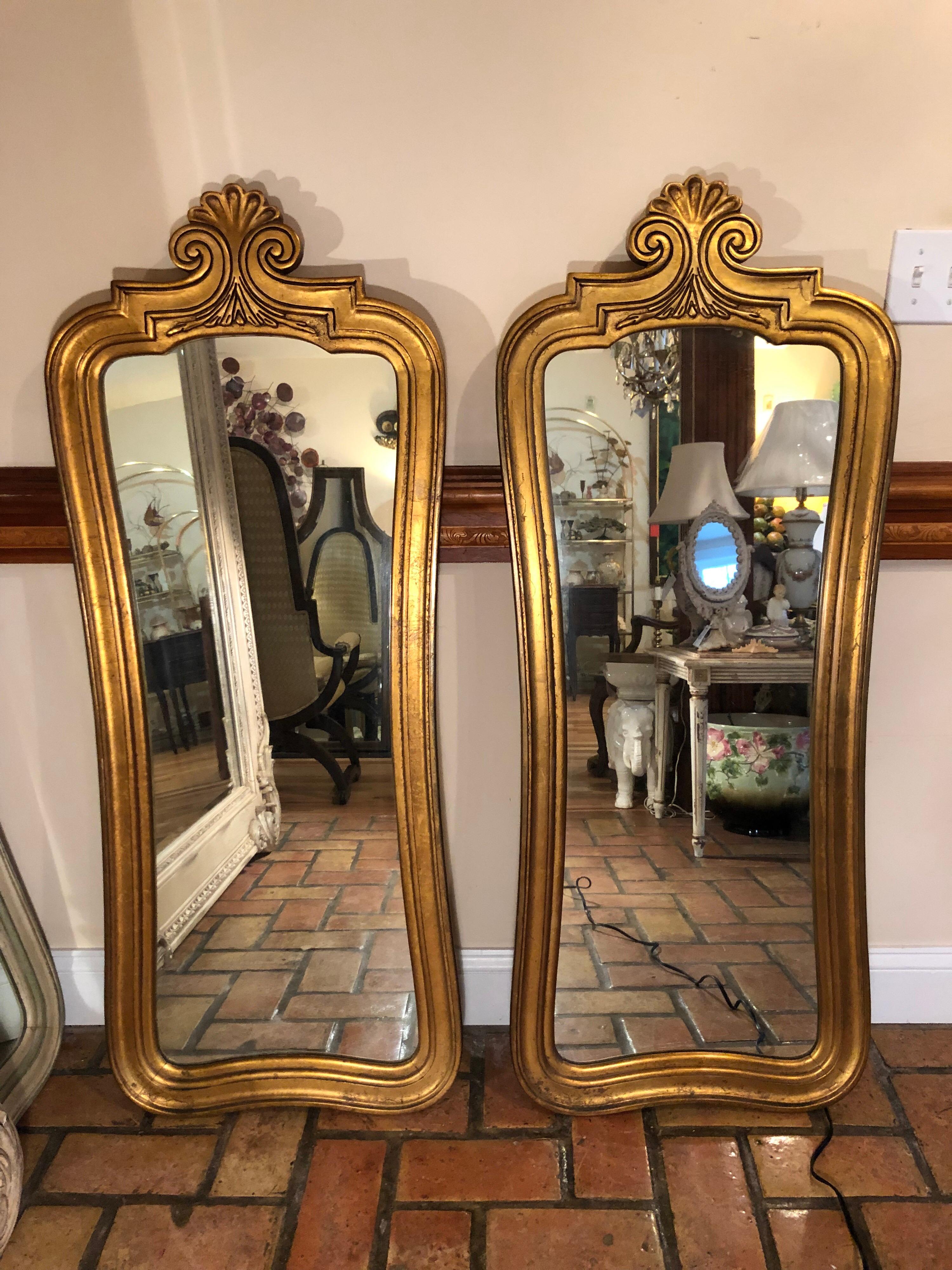 Pair of Hollywood Regency Gilt Mirrors at 1stDibs