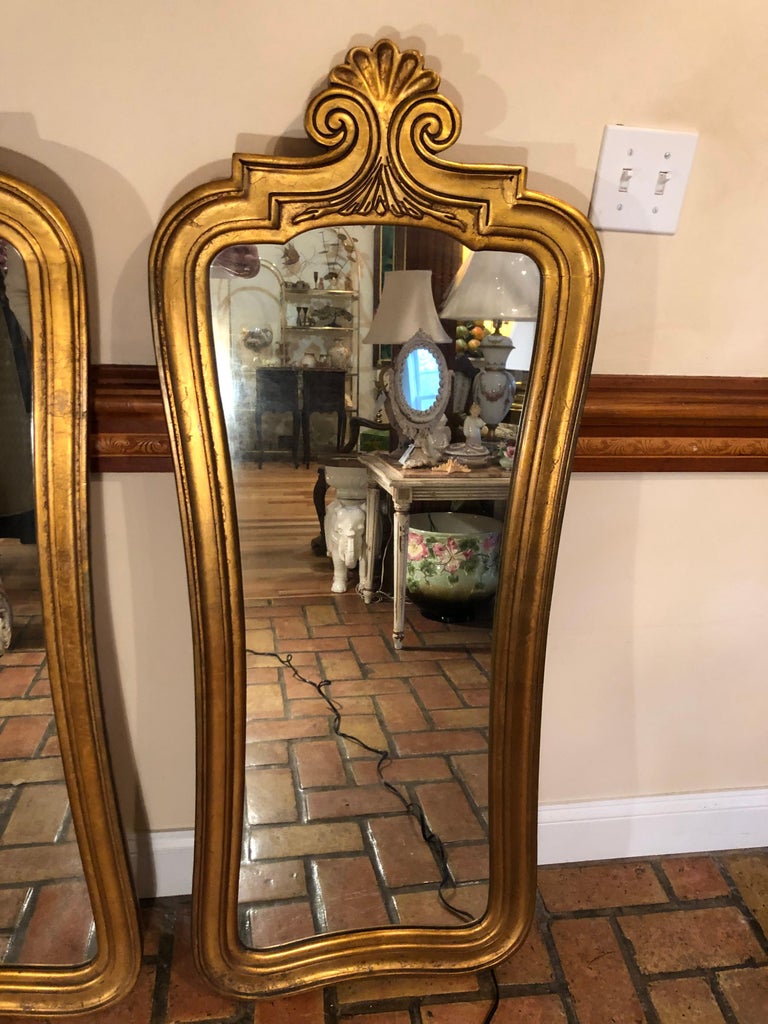 Pair of Hollywood Regency Gilt Mirrors at 1stDibs