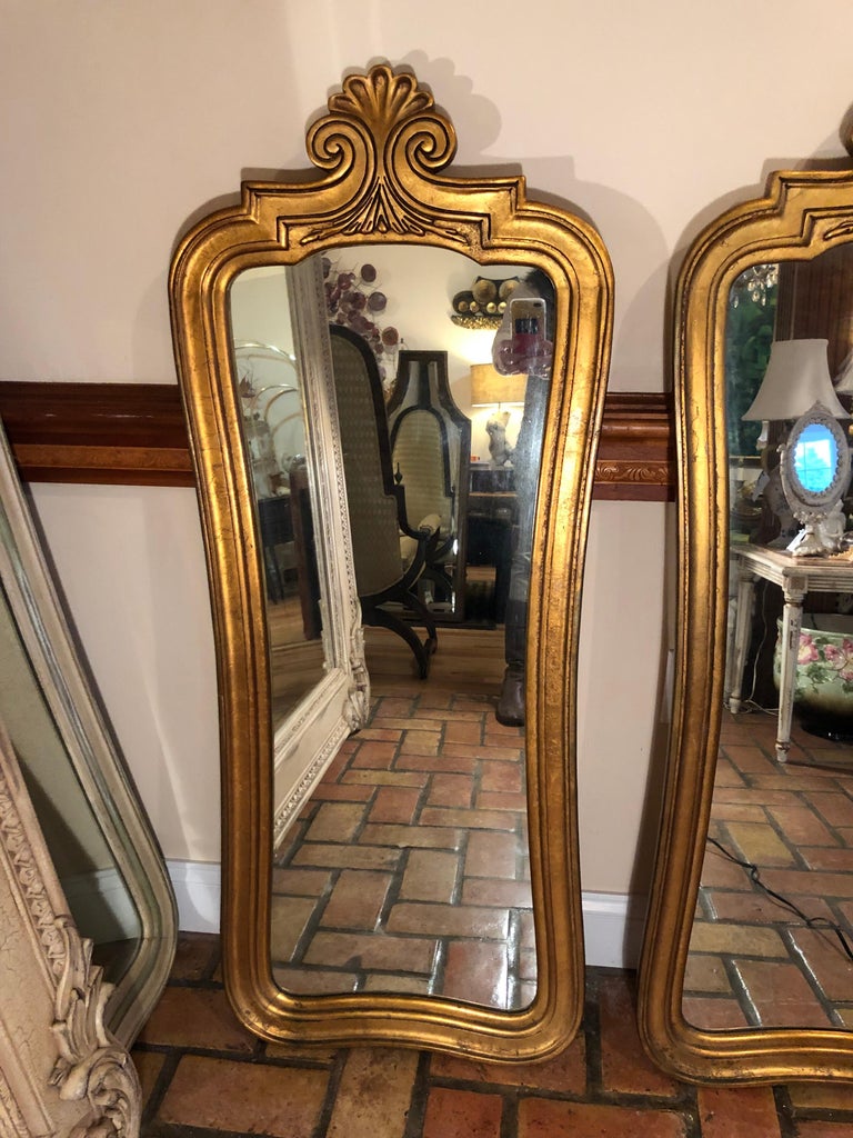Pair of Hollywood Regency Gilt Mirrors at 1stDibs