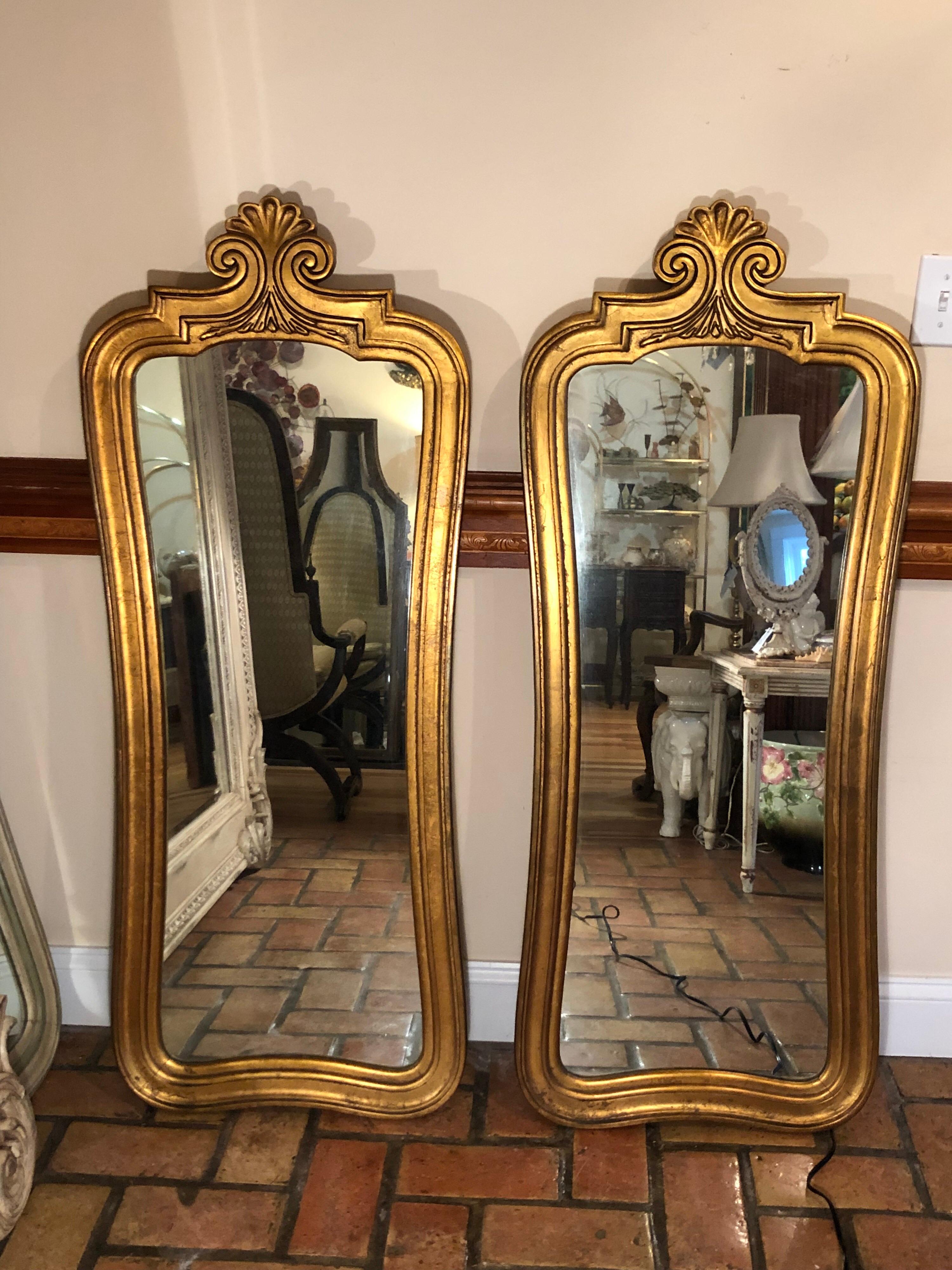 Pair of Hollywood Regency Gilt Mirrors at 1stDibs
