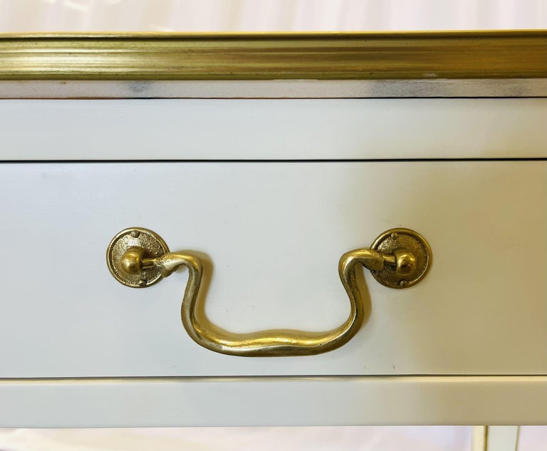 Pair of Hollywood Regency Neoclassical White Sofa, Console Tables ...