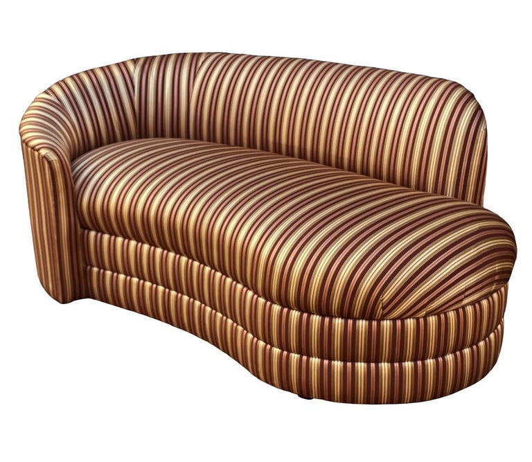 Pair of Hollywood Regency Opposing Curved Chaise Lounges, Sofas or Loveseats For Sale at 1stDibs