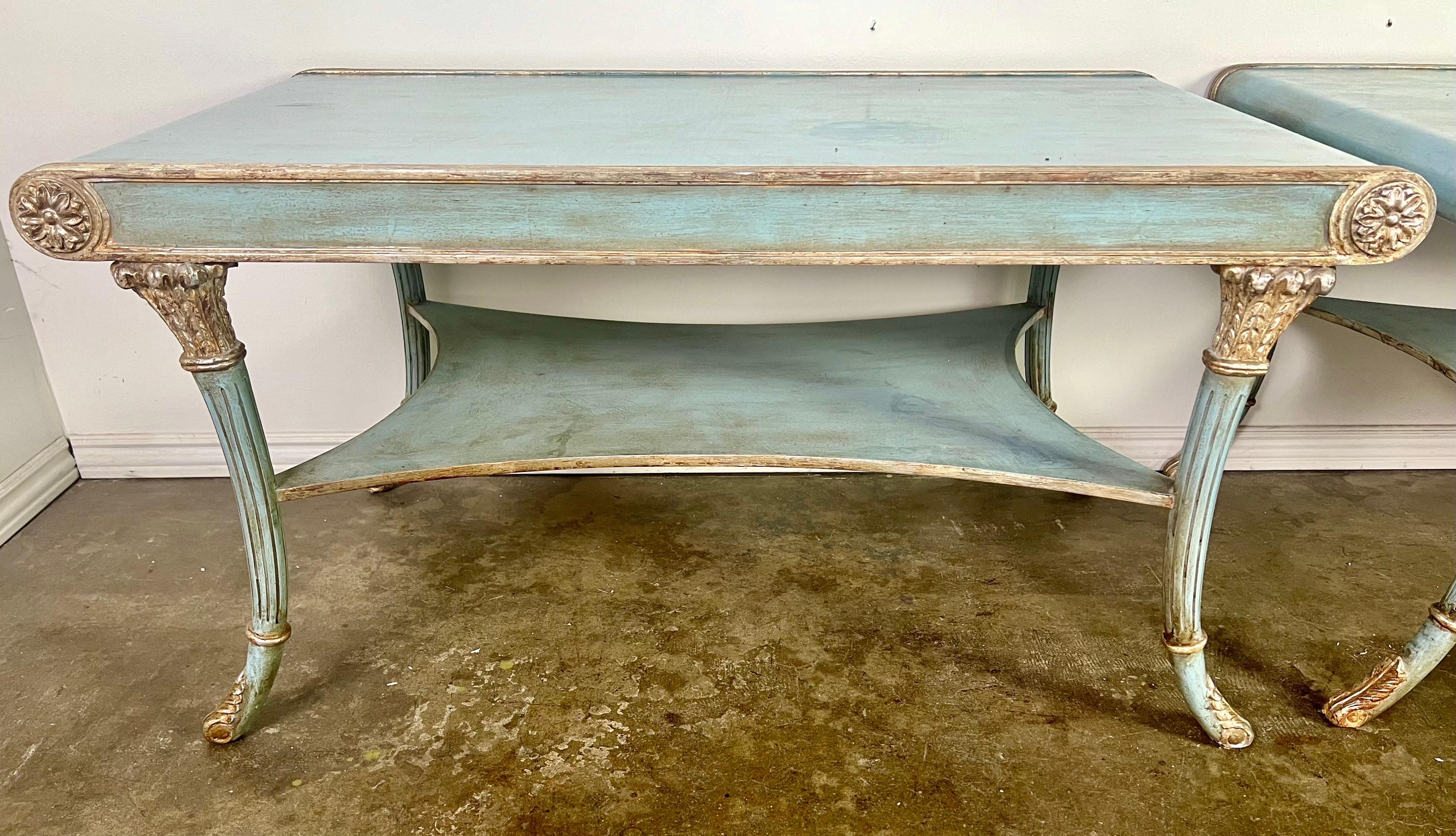 Pair of Hollywood Regency Painted and Silver Gilt Tables For Sale at ...