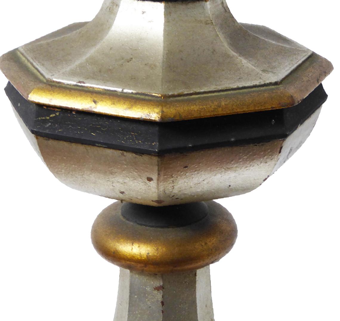 Pair of Hollywood Regency Silver Painted Table Lamps with Gold and ...
