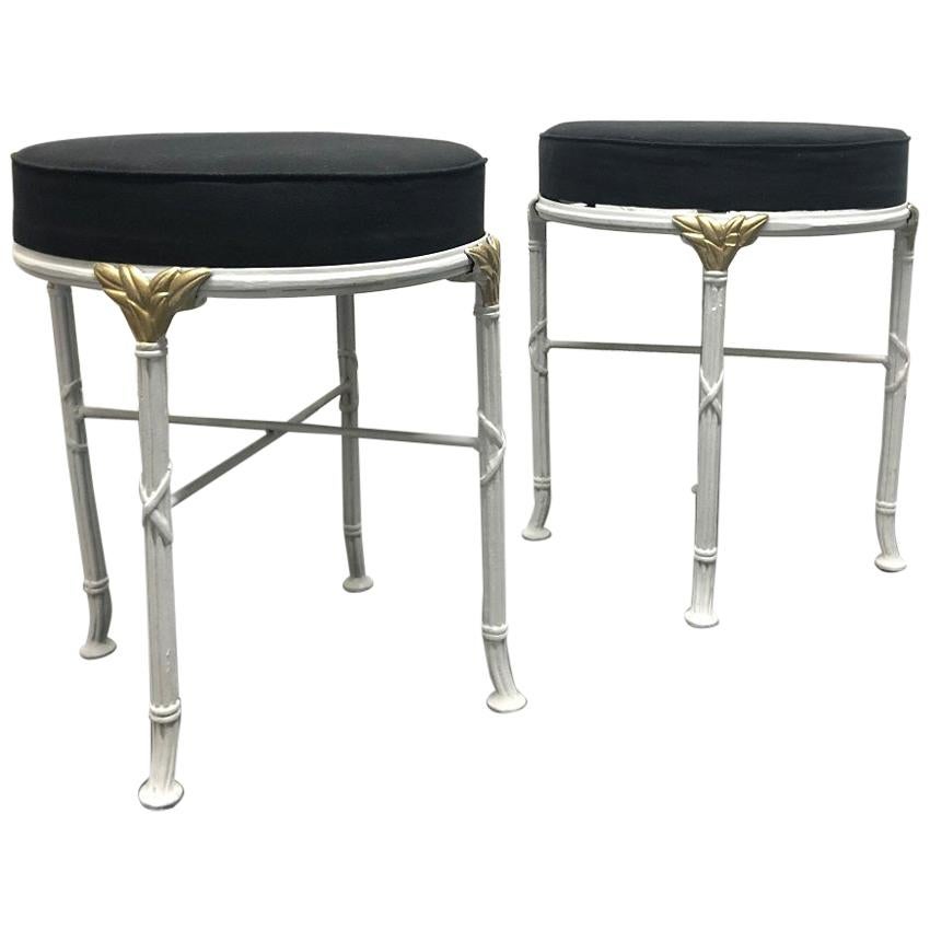 Trio of Hollywood Regency Chrome and Yellow Bar-Arm Stools at 1stDibs