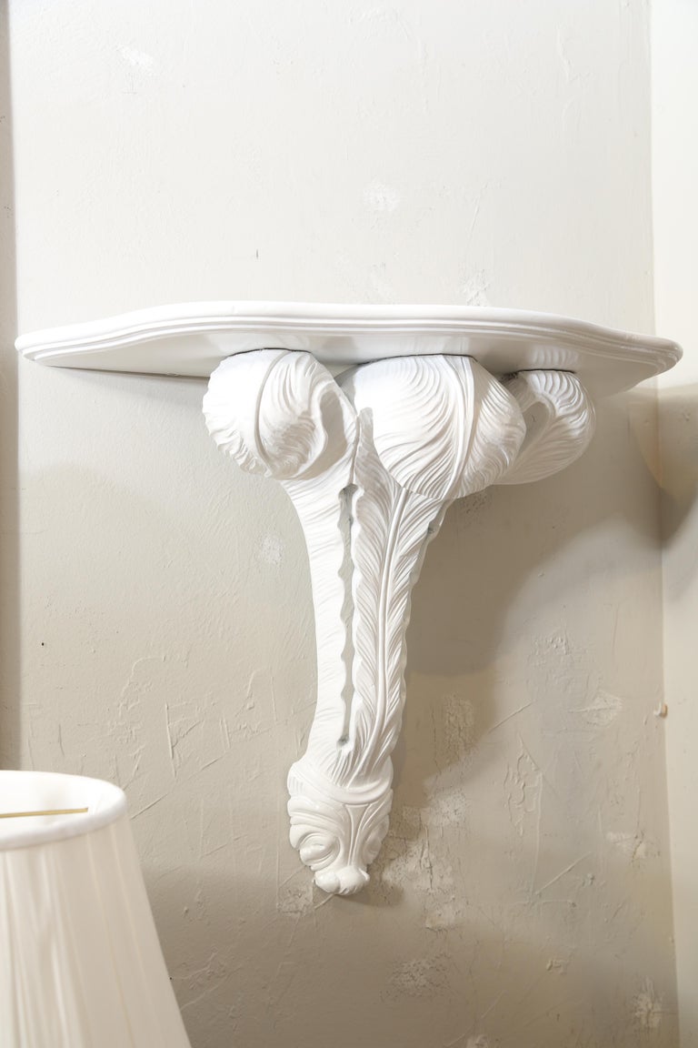 Pair of Hollywood Regency Style White Wall Brackets at 1stDibs