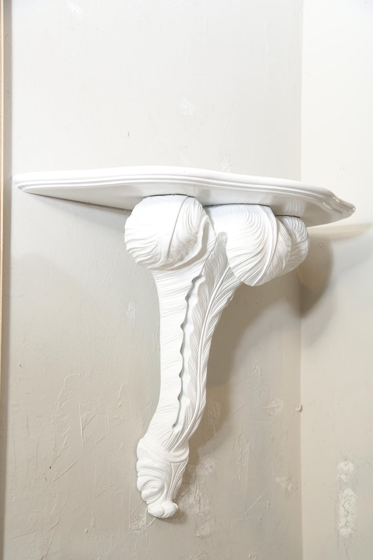 Pair of Hollywood Regency Style White Wall Brackets at 1stDibs