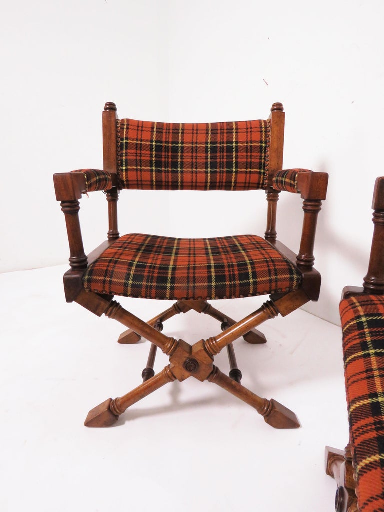 Pair of Hollywood Regency Style X-Base Campaign Chairs, circa 1960s at ...