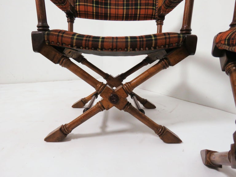 Pair of Hollywood Regency Style X-Base Campaign Chairs, circa 1960s at ...