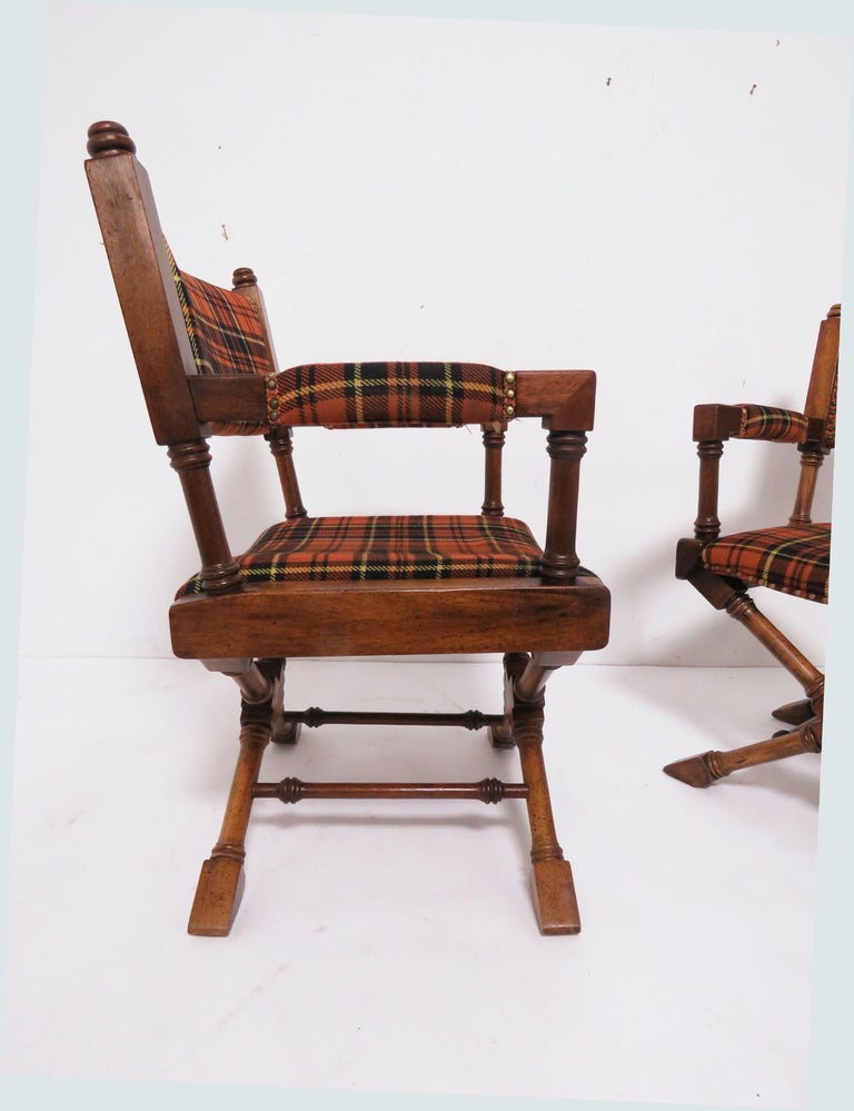 Pair of Hollywood Regency Style X-Base Campaign Chairs, circa 1960s at ...