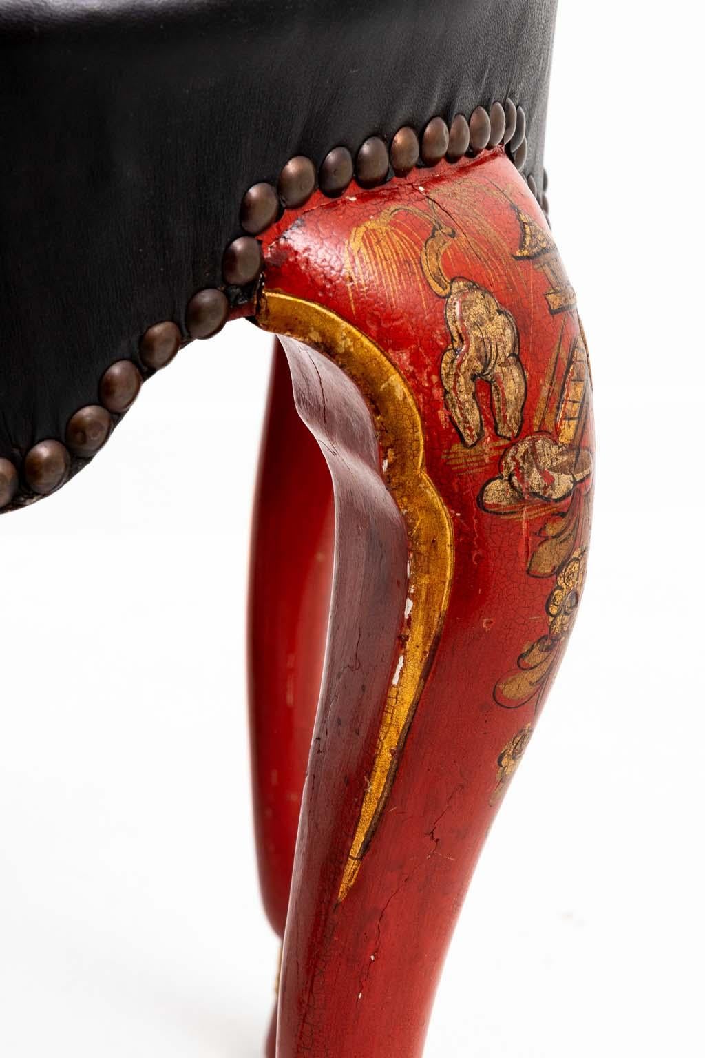 Pair of Hoof Foot Chinoiserie Decorated Stools For Sale at 1stDibs