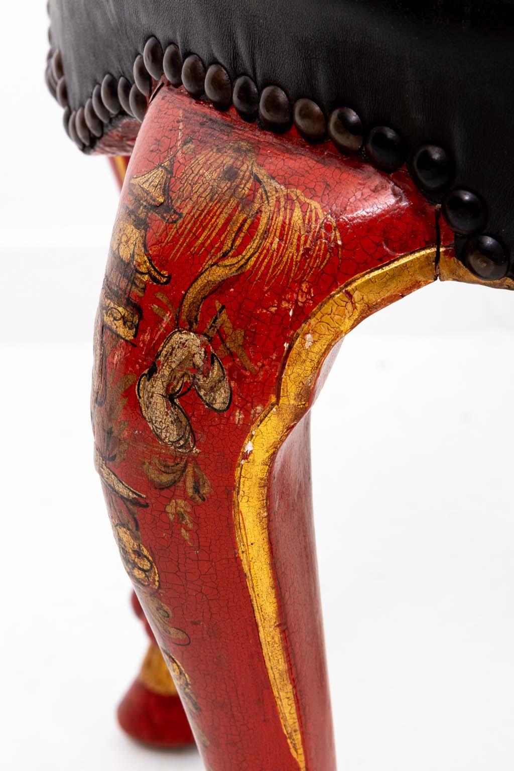 Pair of Hoof Foot Chinoiserie Decorated Stools For Sale at 1stDibs