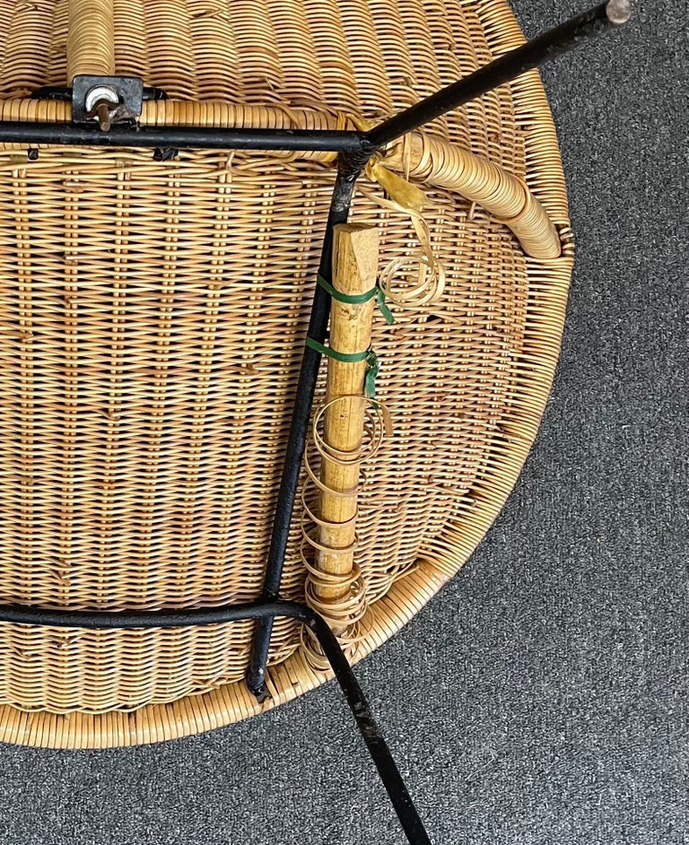 Pair of Hoop Chairs in Wicker with Metal Frame Atomic Age For Sale at ...