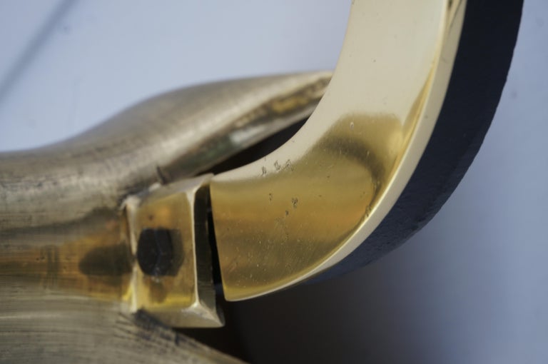 Pair of Horse Trophy Brass Chenets For Sale at 1stDibs