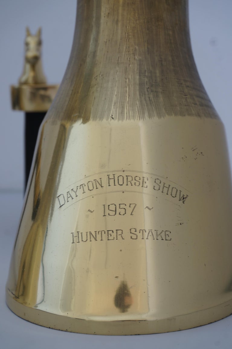 Pair of Horse Trophy Brass Chenets For Sale at 1stDibs