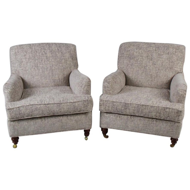Pair of Howard and Sons Bridgewater Style Lounge Chairs at 1stDibs
