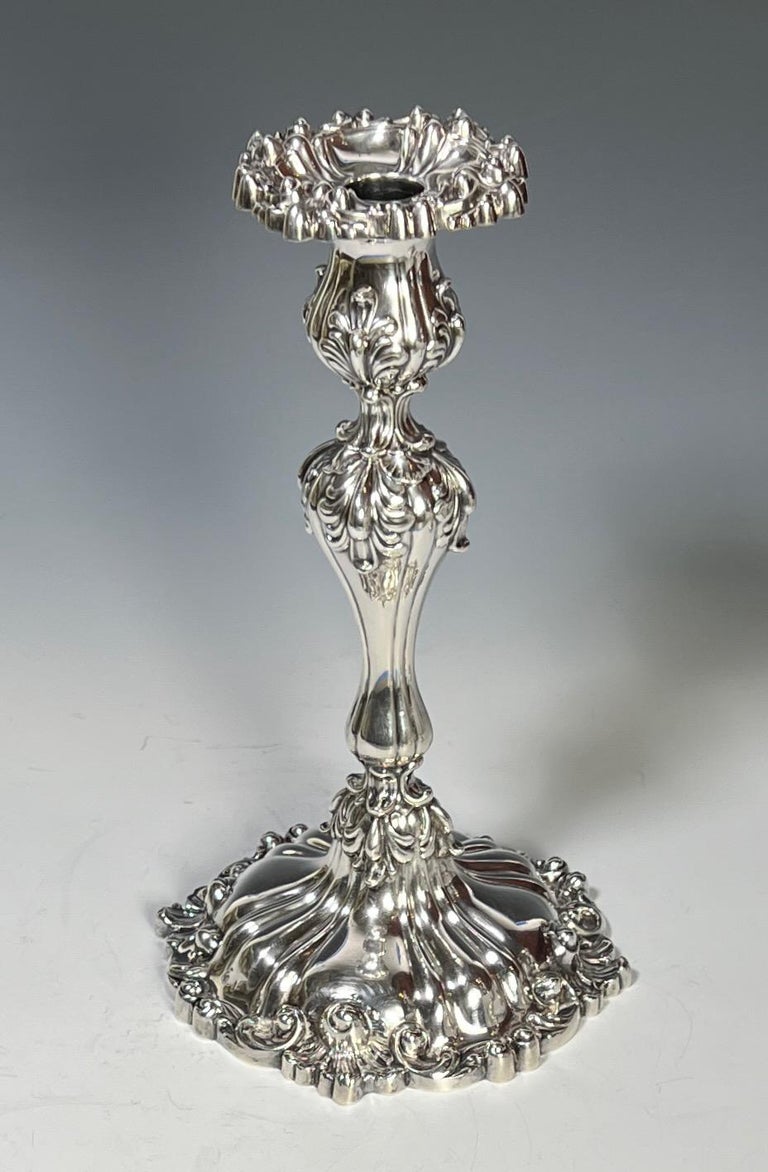 Pair of Howard Sterling Silver Elaborate Candlesticks For Sale at 1stDibs