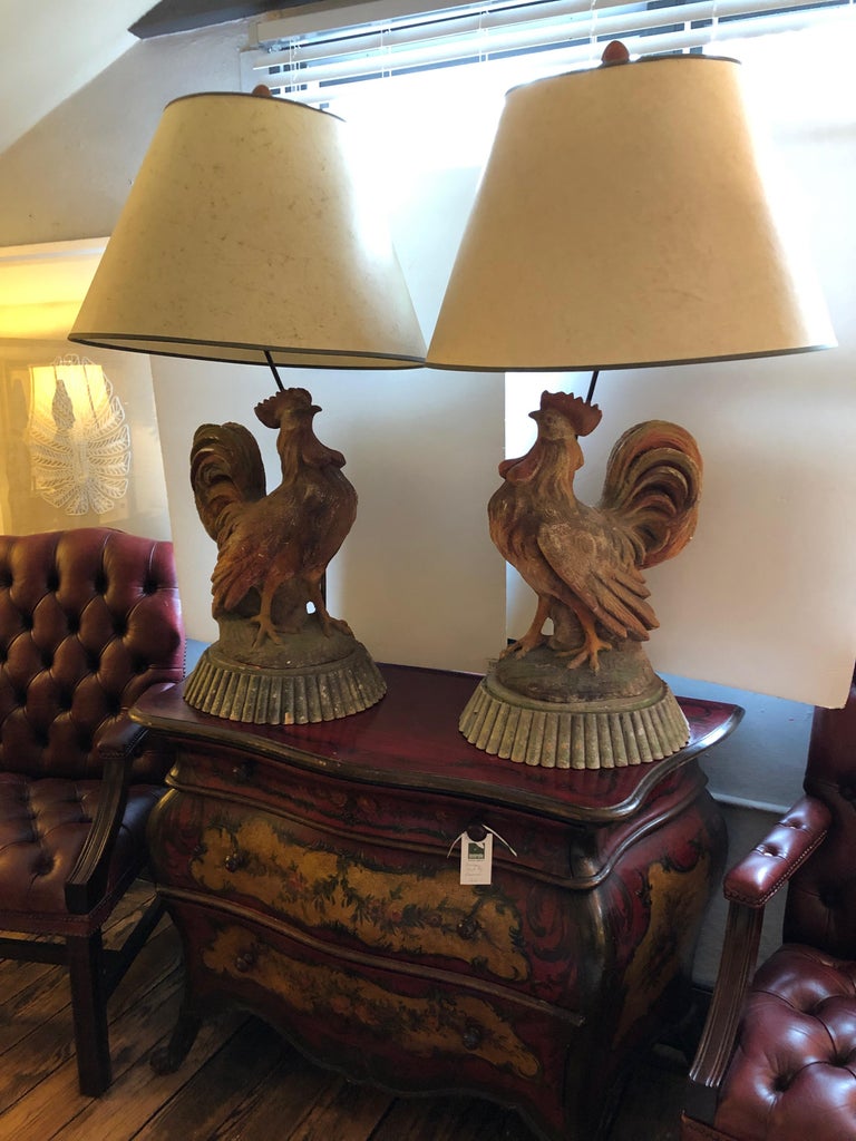 Pair of Huge Dramatic Rooster Lamps from Montana Lodge For Sale at ...