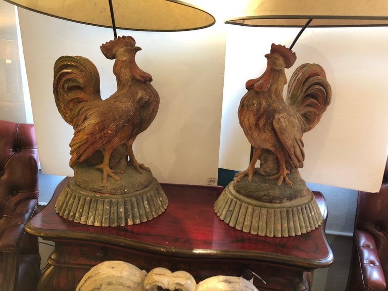 Pair of Huge Dramatic Rooster Lamps from Montana Lodge For Sale at ...
